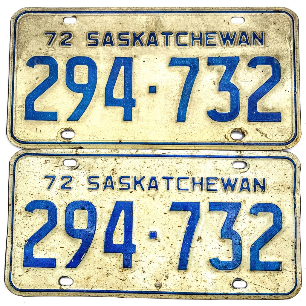 Pair of 1972 Saskatchewan License Plates - Parry's Vintage