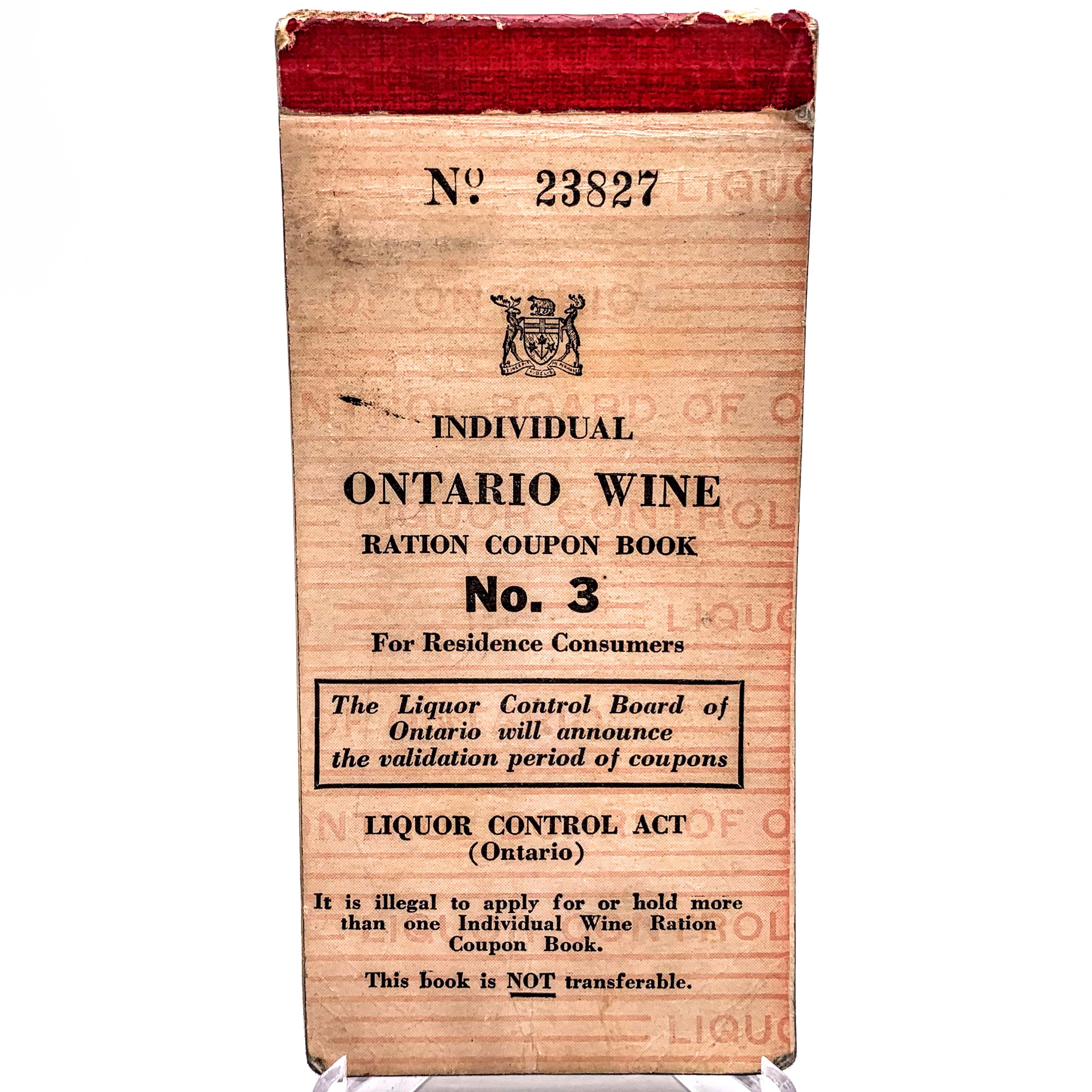 1946 Ontario Wine Ration Coupon Book - Parry's Vintage