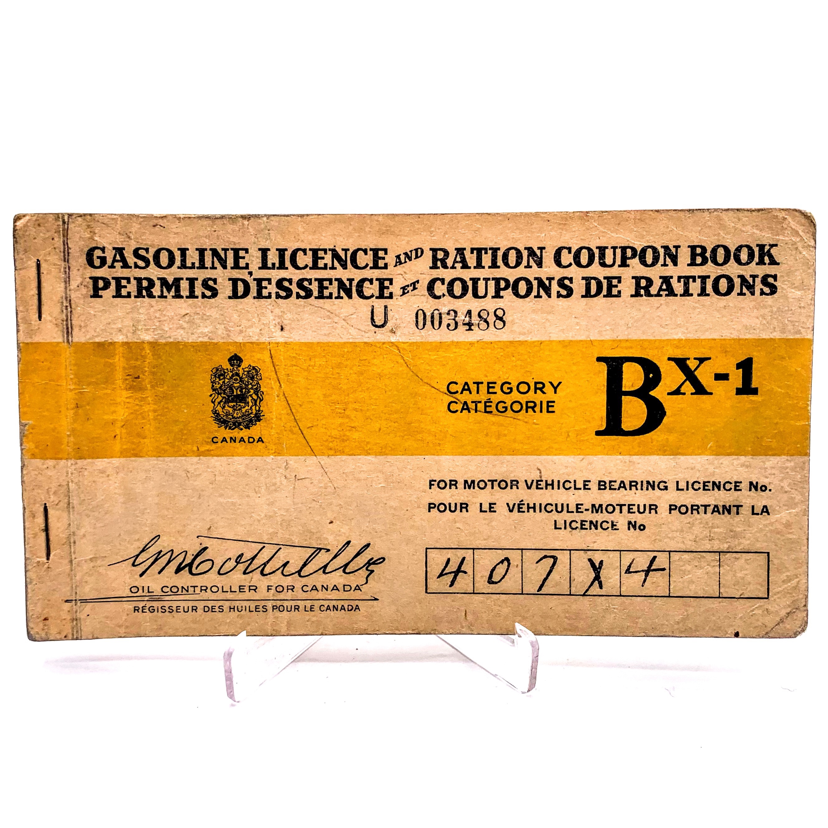 Gasoline Licence and Ration Coupon Book - Parry's Vintage
