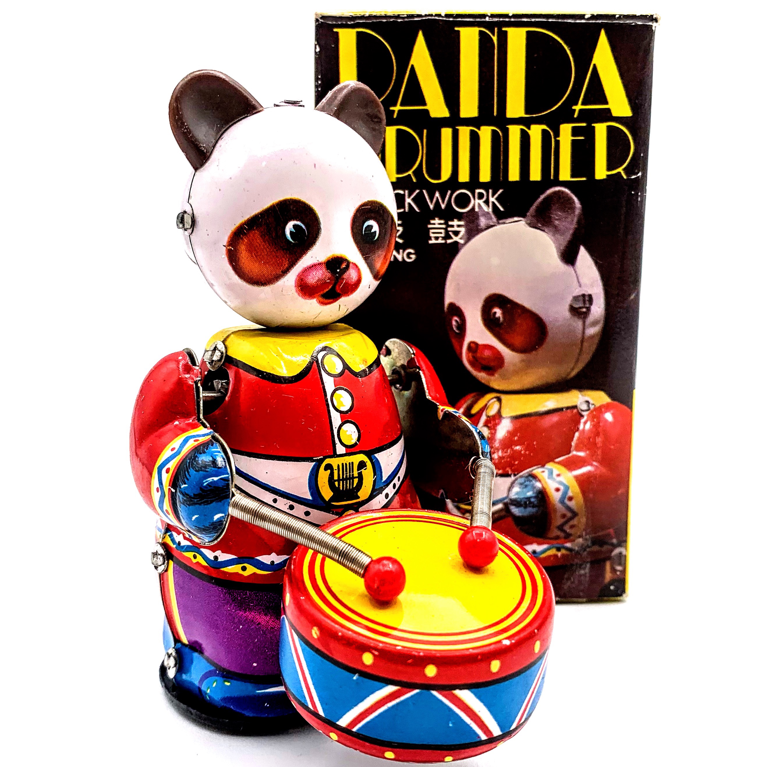 Panda Drummer Wind-Up Tin Toy - Parry's Vintage