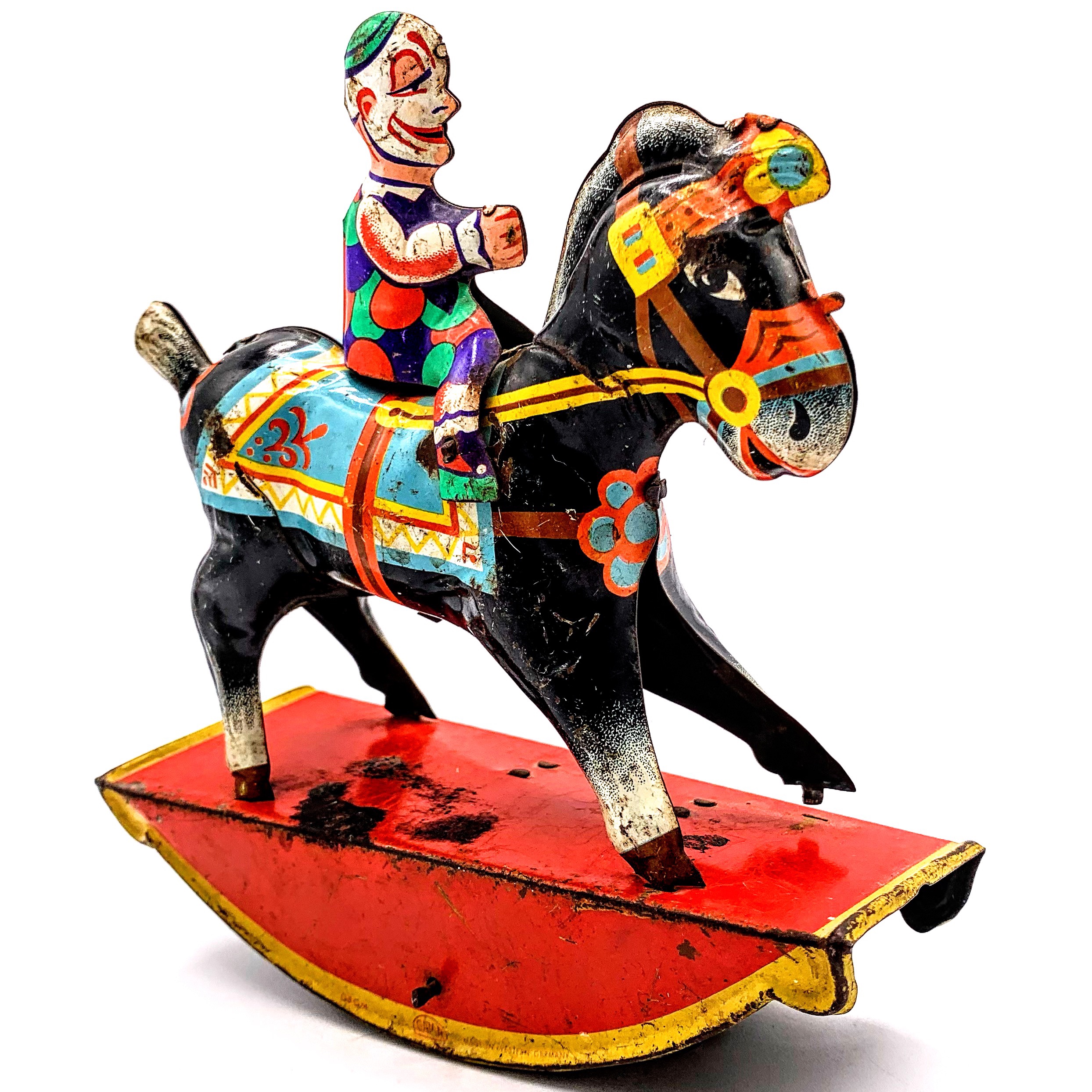 GAMA Toys Wind-Up Clown on Rocking Horse - Parry's Vintage