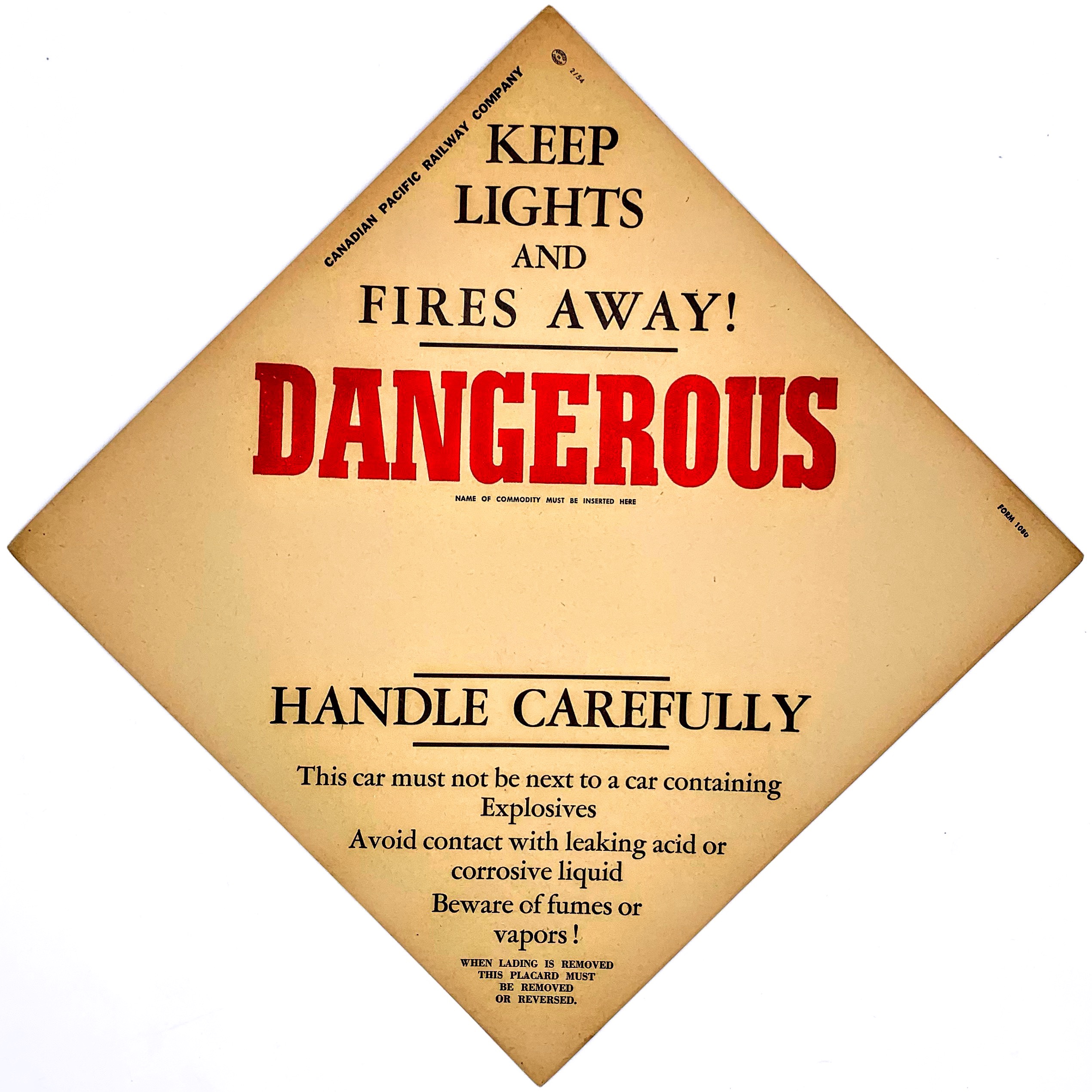 Canadian Pacific Railway Dangerous Commodity Sign - Parry's Vintage