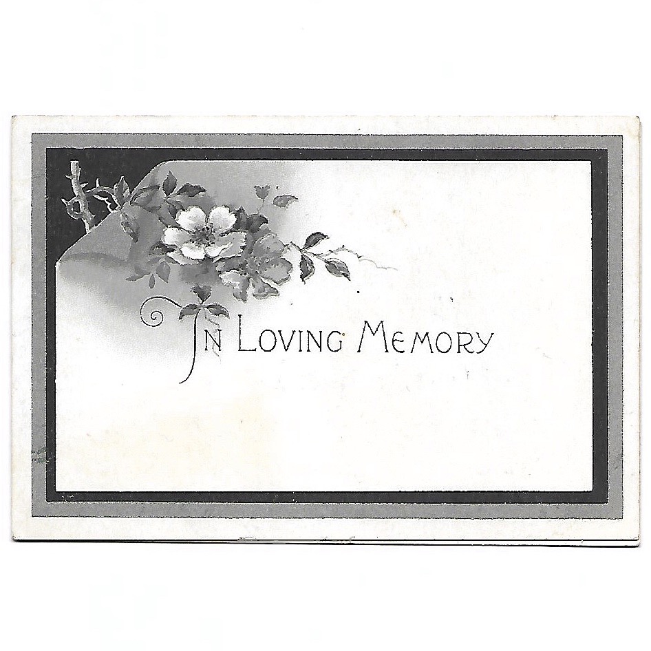 1928 "In Loving Memory" Funeral Card - Parry's Vintage