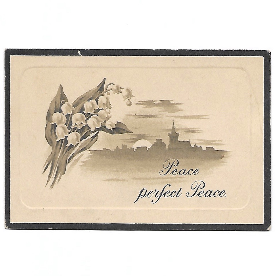 1933 "Peace Perfect Peace" Funeral Card - Parry's Vintage