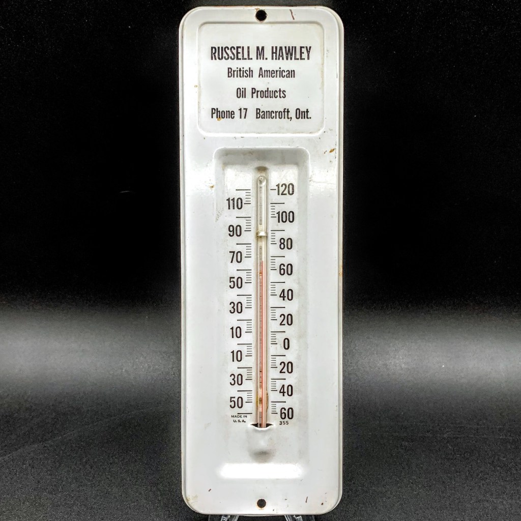 Russel M. Hawley Oil Products Enamel Thermometer - Parry's Vintage