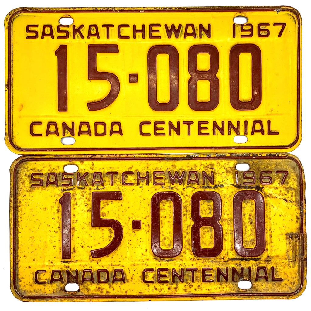 Pair of 1967 Saskatchewan License Plates - Parry's Vintage