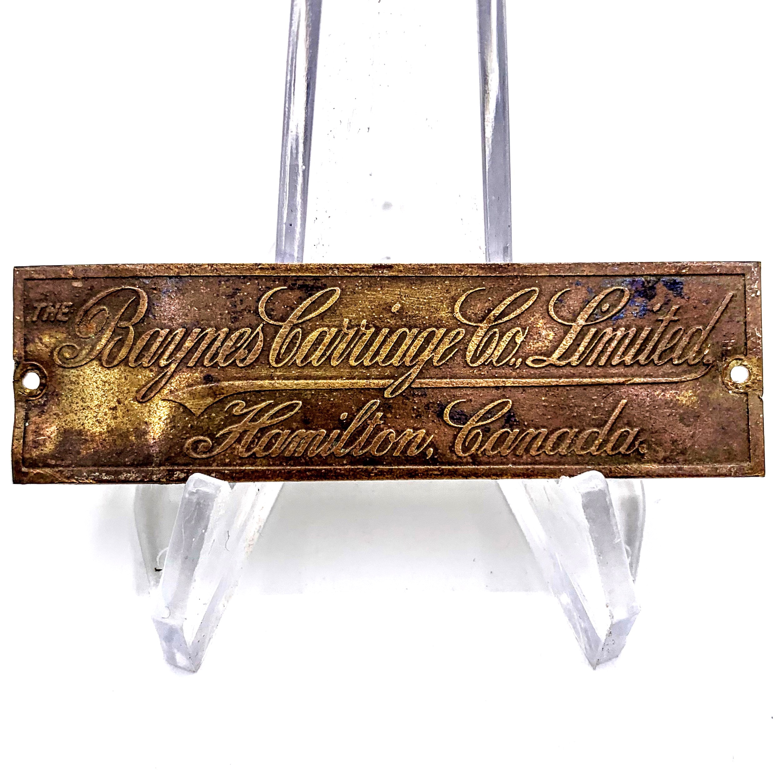 Baynes Carriage Co. Ltd. Buggy Tag – Hamilton Canada - Parry's Vintage