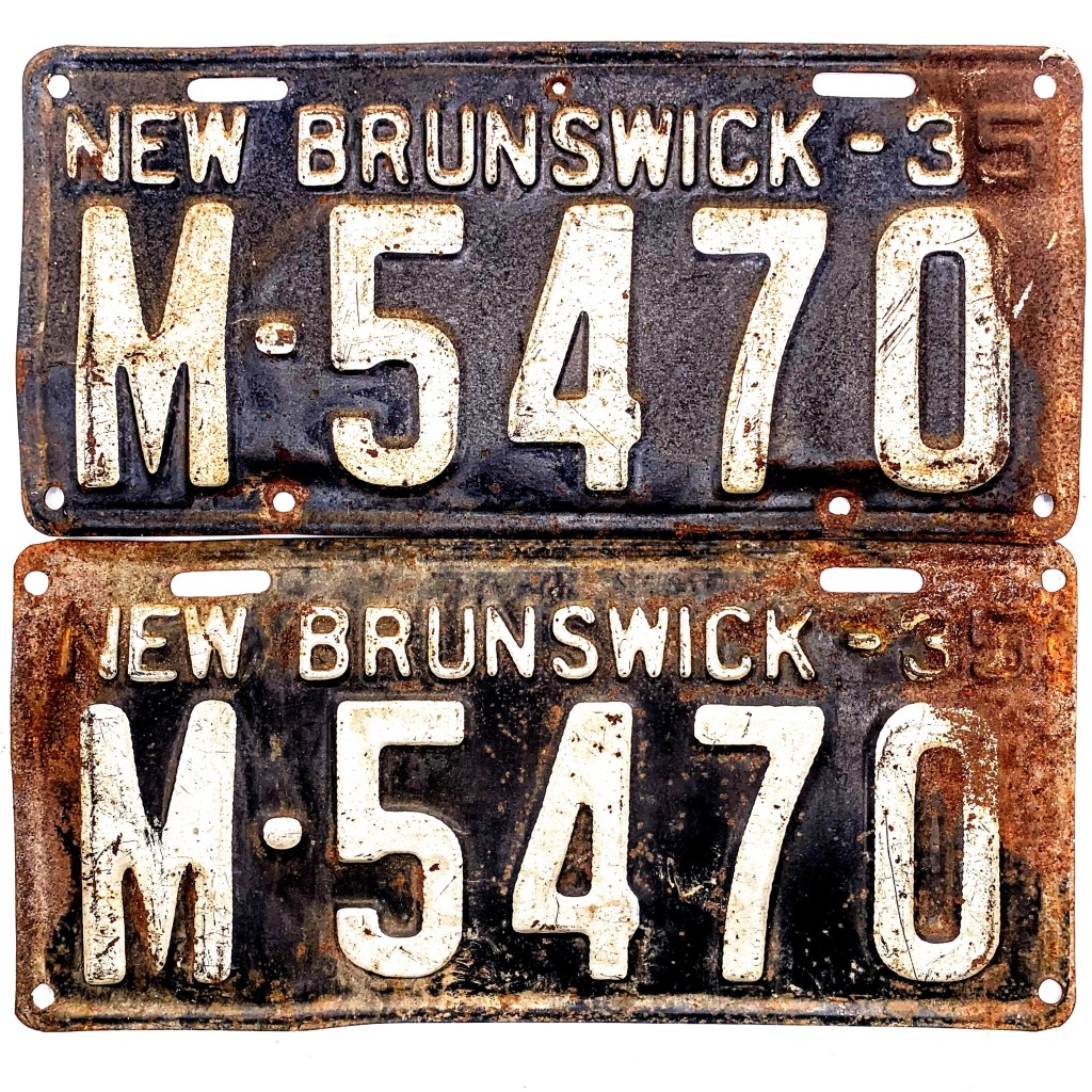Pair of 1935 New Brunswick License Plates - Parry's Vintage
