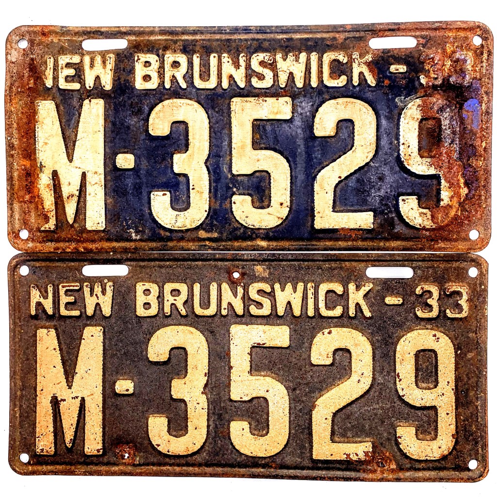Pair of 1933 New Brunswick License Plates - Parry's Vintage
