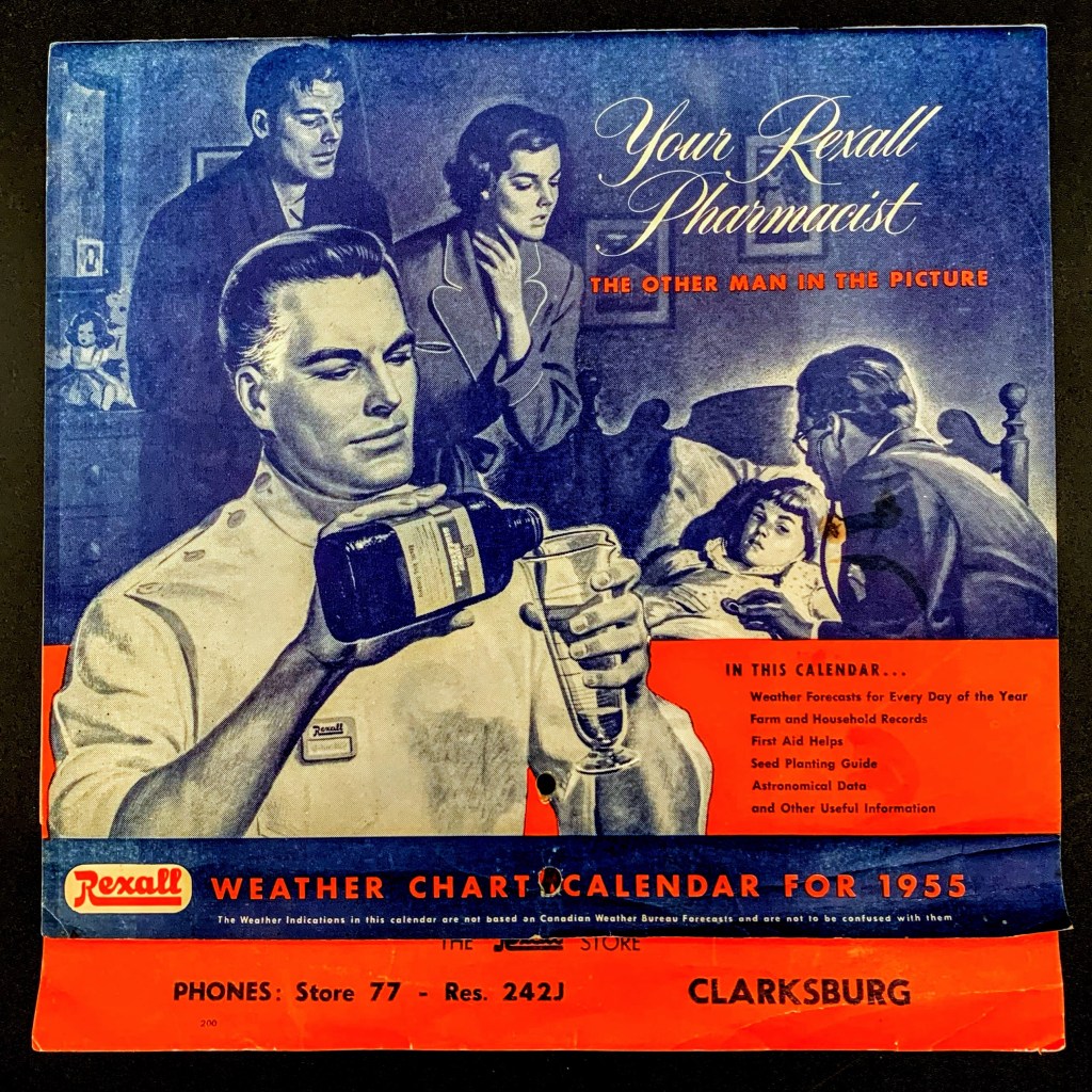 1955 Rexall Calendar - Clarksburg ON - Parry's Vintage