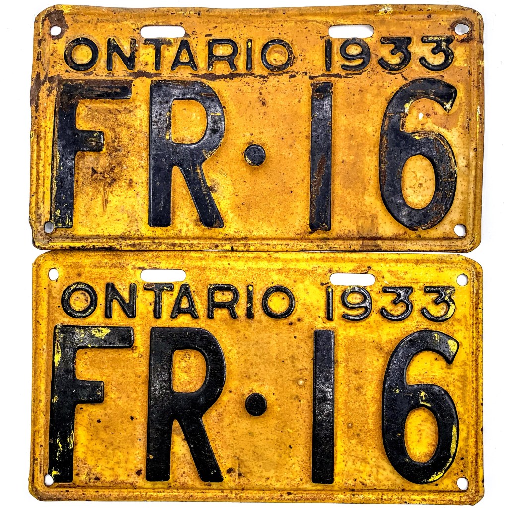 Pair of 1933 Ontario License Plates - Parry's Vintage