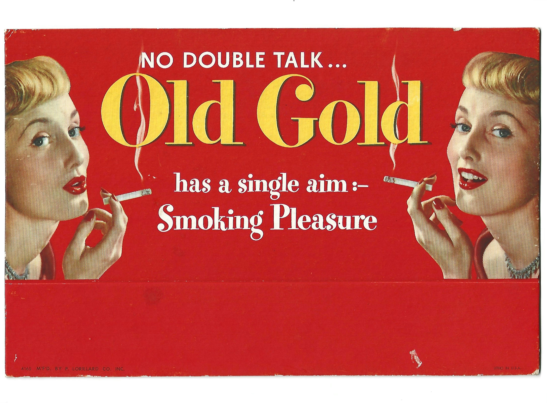 Old Gold Cigarettes Cardboard Topper - Parry's Vintage
