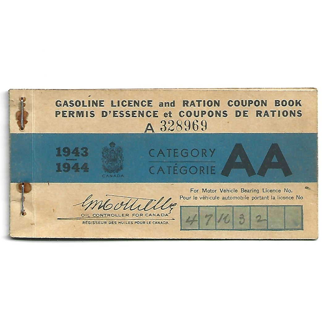 WWII 1943-44 Canadian Gasoline Ration Book - Parry's Vintage