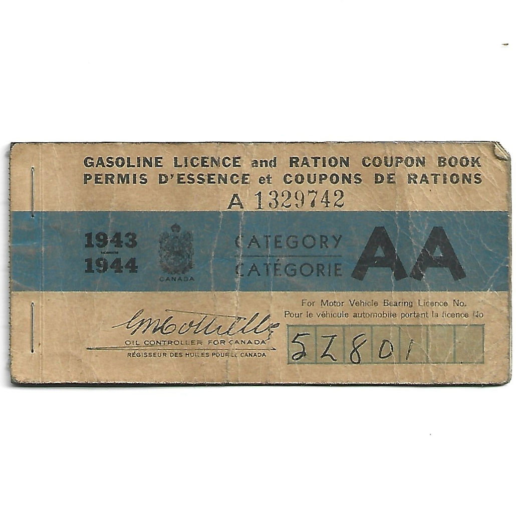 WWII 1943-44 Canadian Gasoline Ration Book - Parry's Vintage