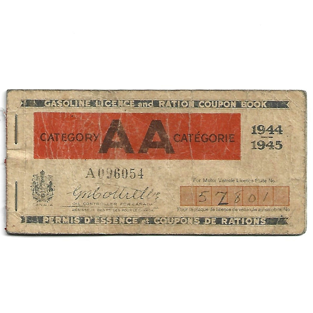 WWII 1944-45 Canadian Gasoline Ration Book - Parry's Vintage