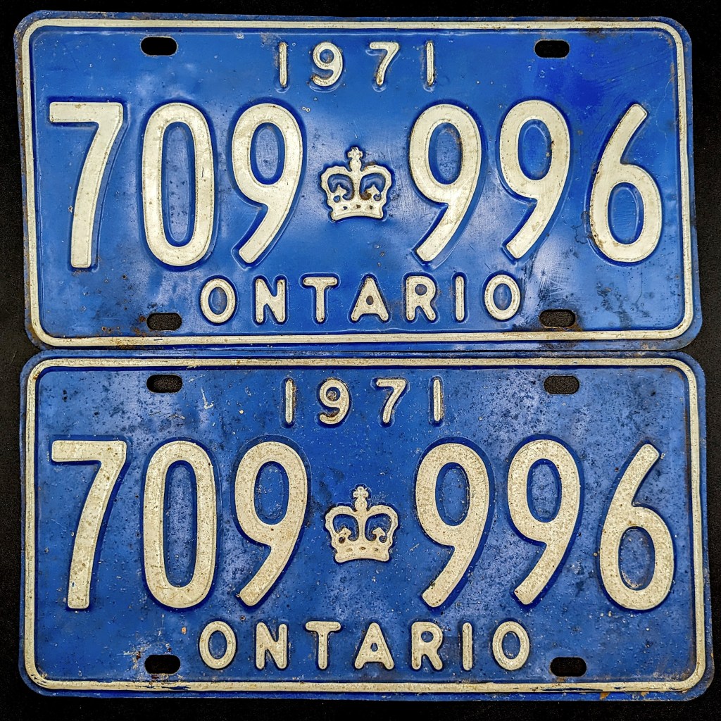 Pair of 1971 Ontario License Plates - Parry's Vintage