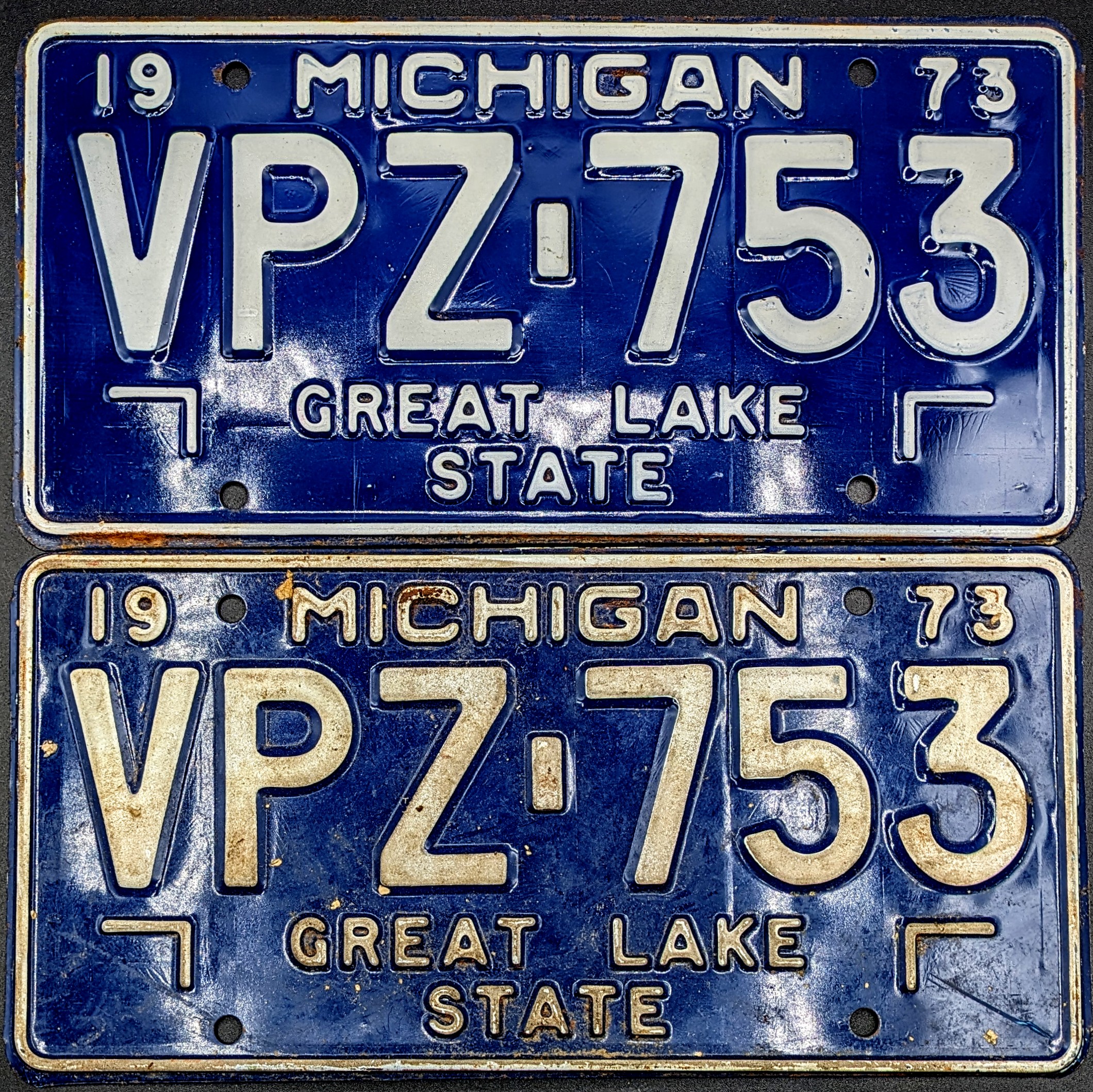 Pair of 1973 Michigan License Plates - Parry's Vintage