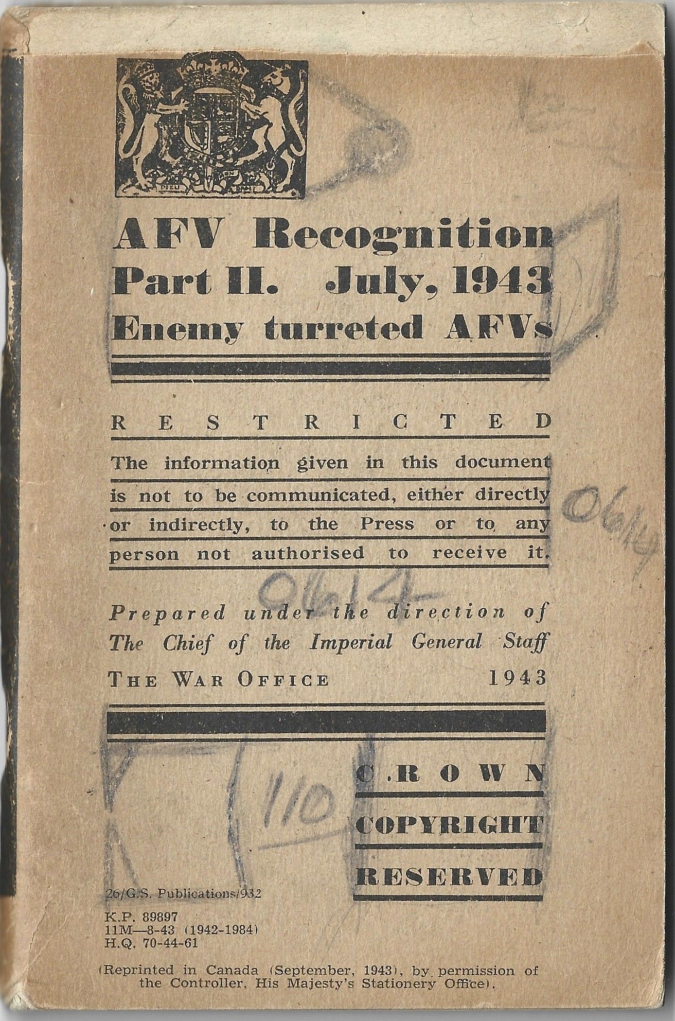 1943 AFV Recognition Part II Booklet - Parry's Vintage