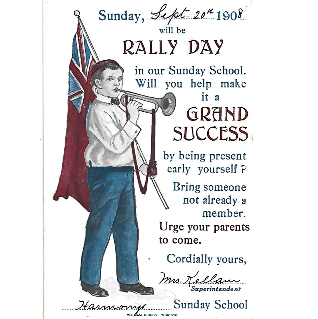1908 Rally Day Postcard - Parry's Vintage