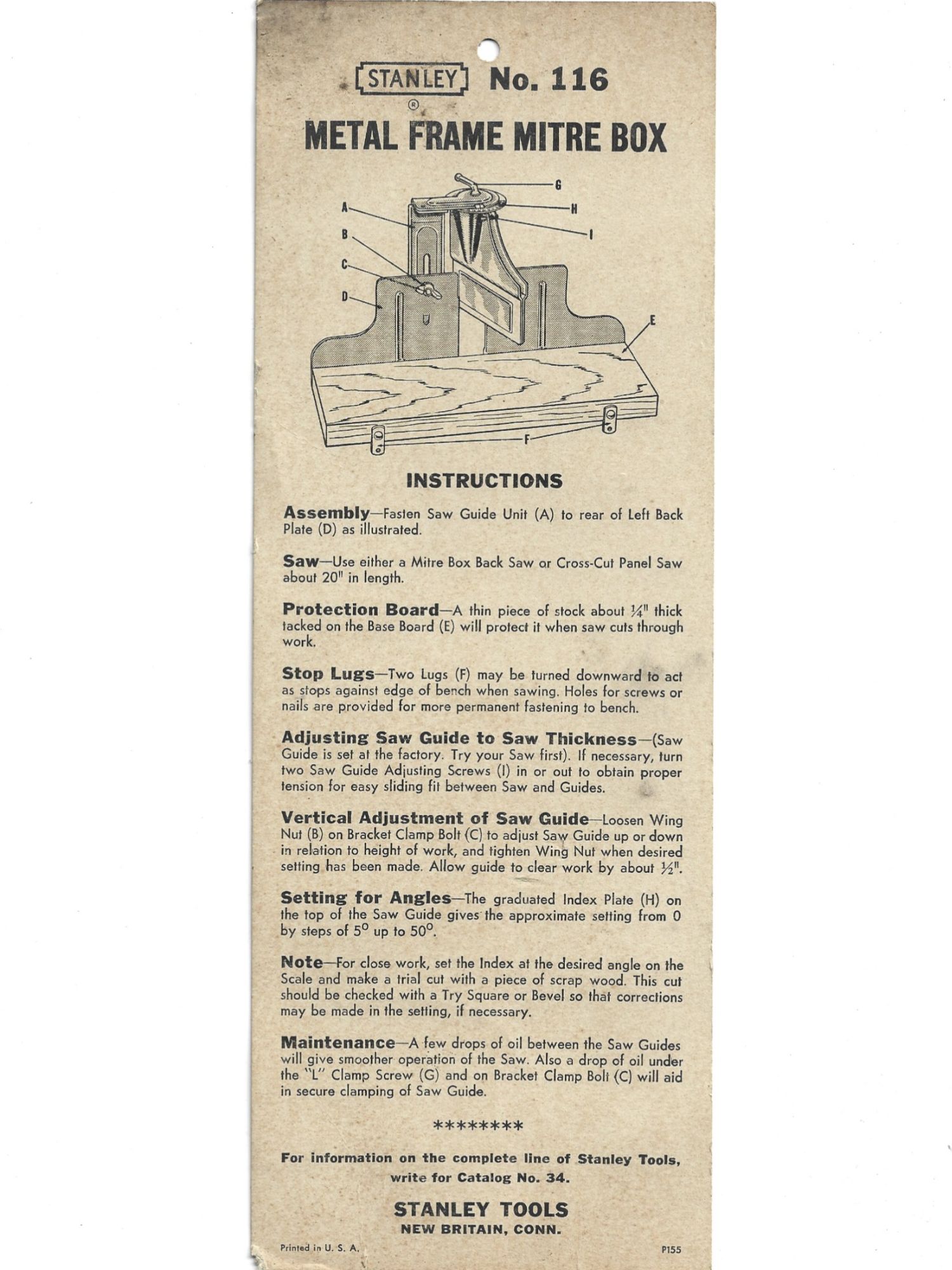 Stanley Metal Frame Mitre Box Instructions - Parry's Vintage