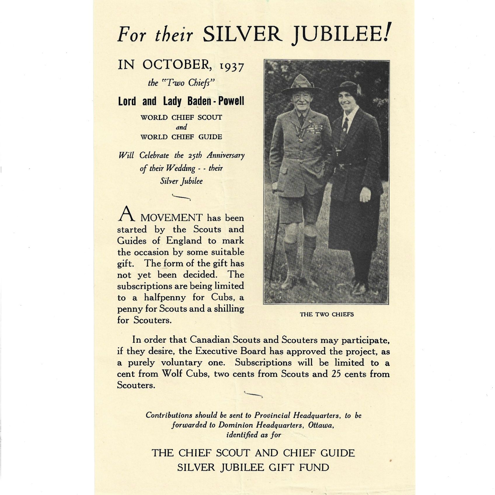 1937 Scout Chief & Guide Silver Jubilee - Parry's Vintage