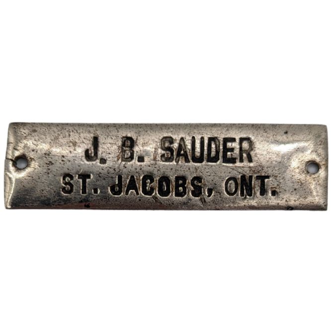 J.B. Sauder Buggy Tag - St. Jacobs ON - Parry's Vintage