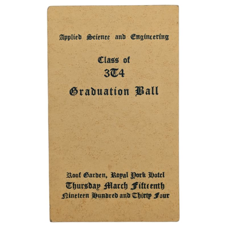 1934 Graduation Ball Dance Card - Parry's Vintage