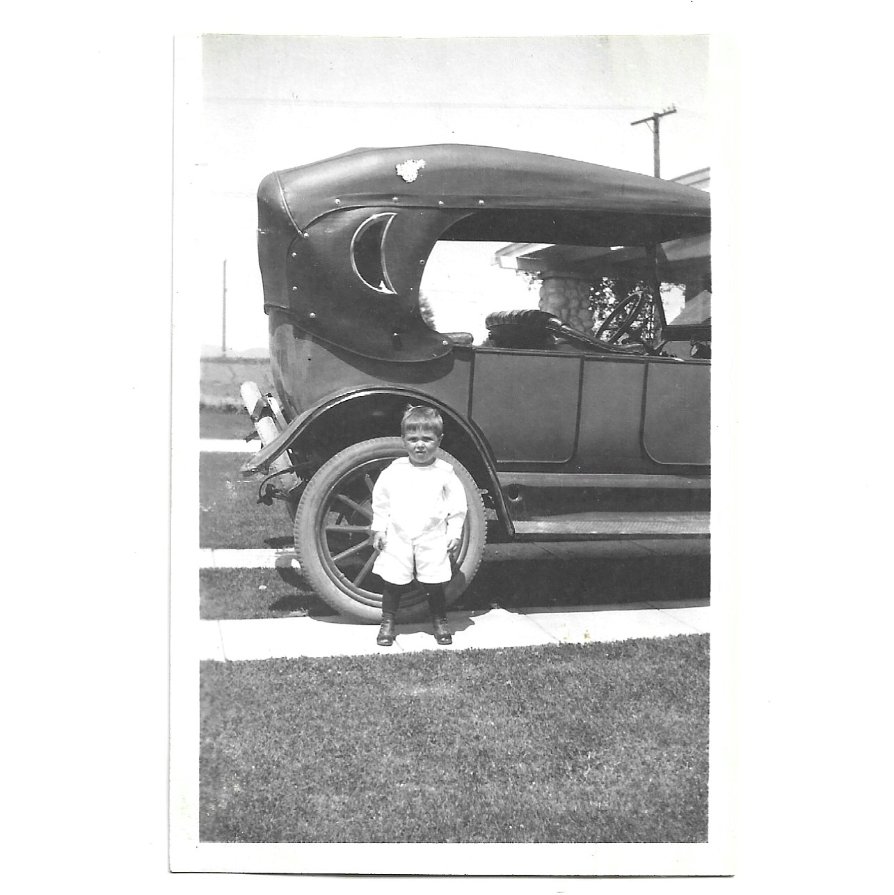 Young Boy Ford Model T Photograph - Parry's Vintage