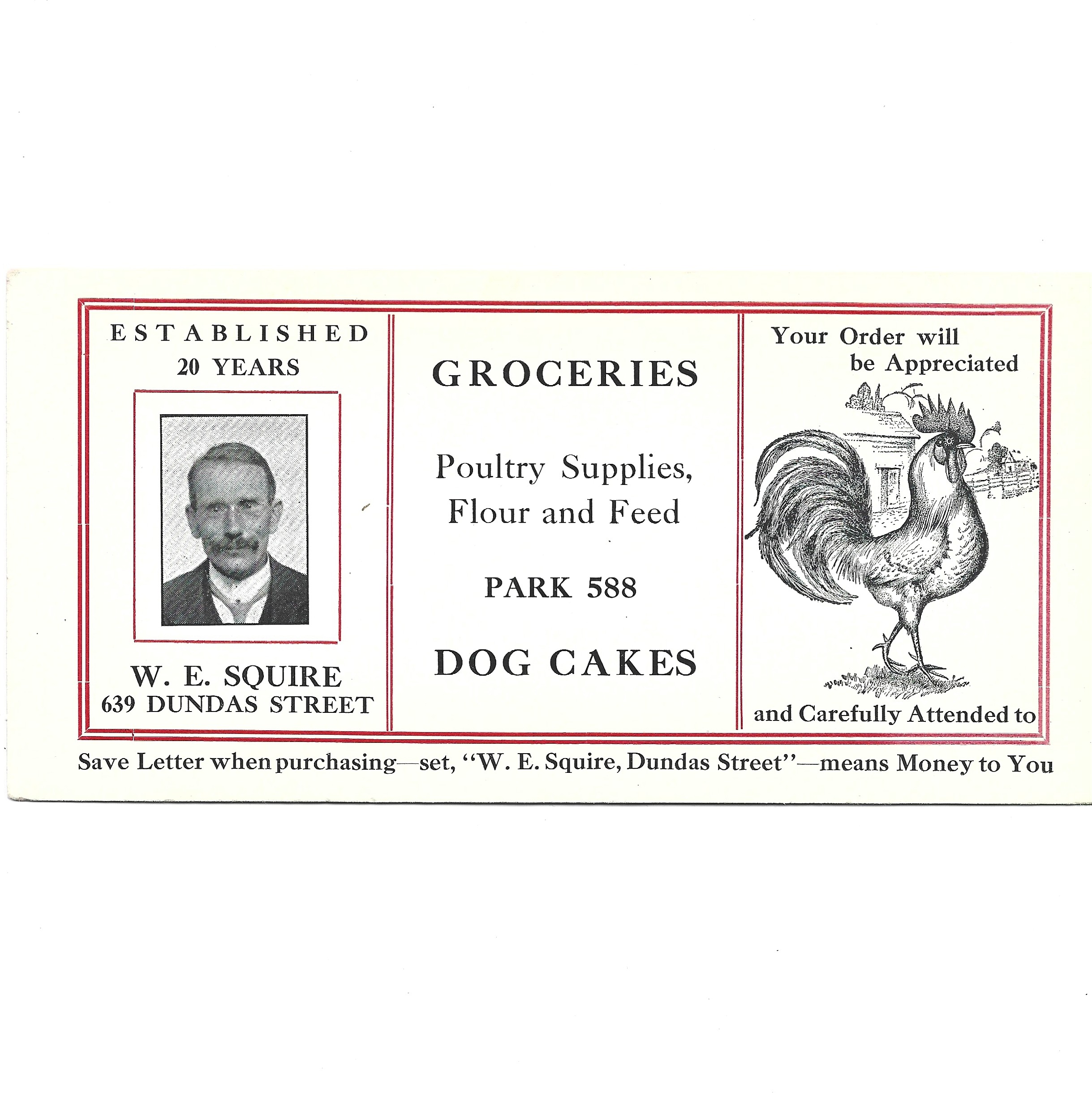 W.E. Squire Groceries Ink Blotter - Toronto ON - Parry's Vintage