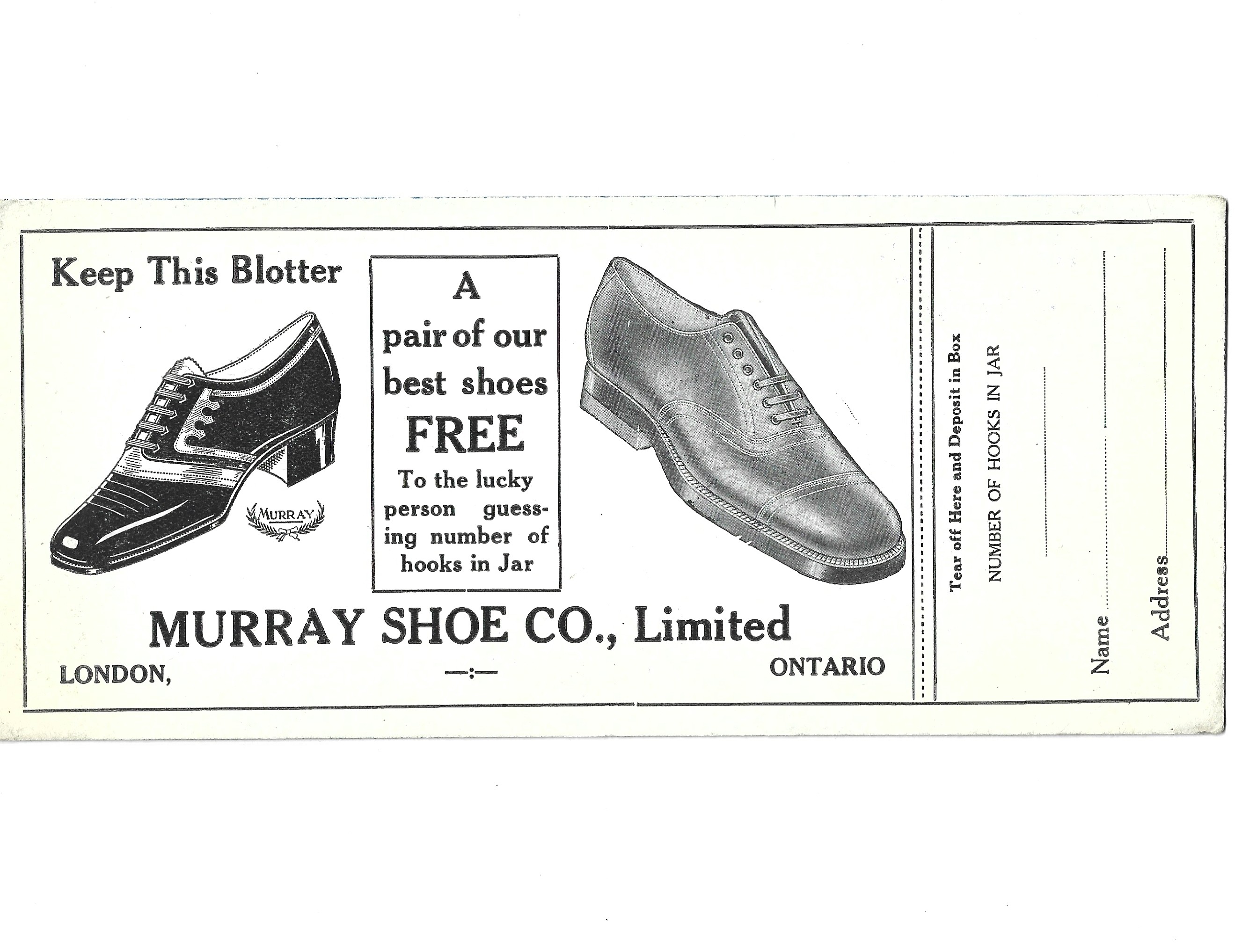 Murray Show Co. Ink Blotter - London ON - Parry's Vintage