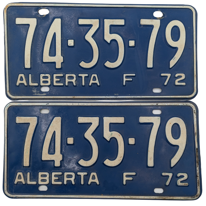 Pair of 1972 Alberta License Plates - Parry's Vintage