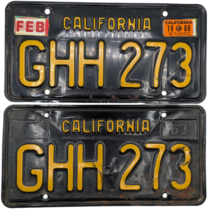 Pair of 1963 California License Plates - Parry's Vintage