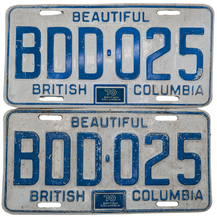 Pair of 1970 British Columbia License Plates - Parry's Vintage
