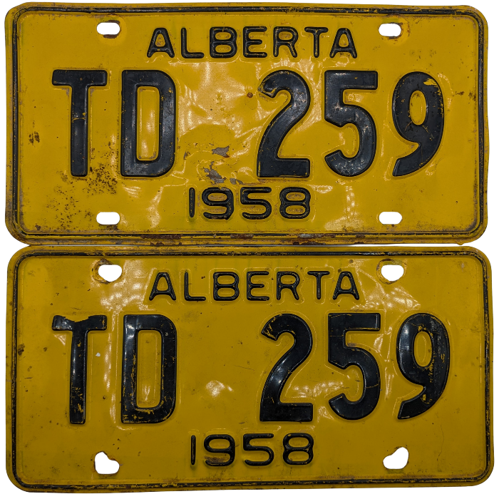 Pair of 1958 Alberta License Plates - Parry's Vintage