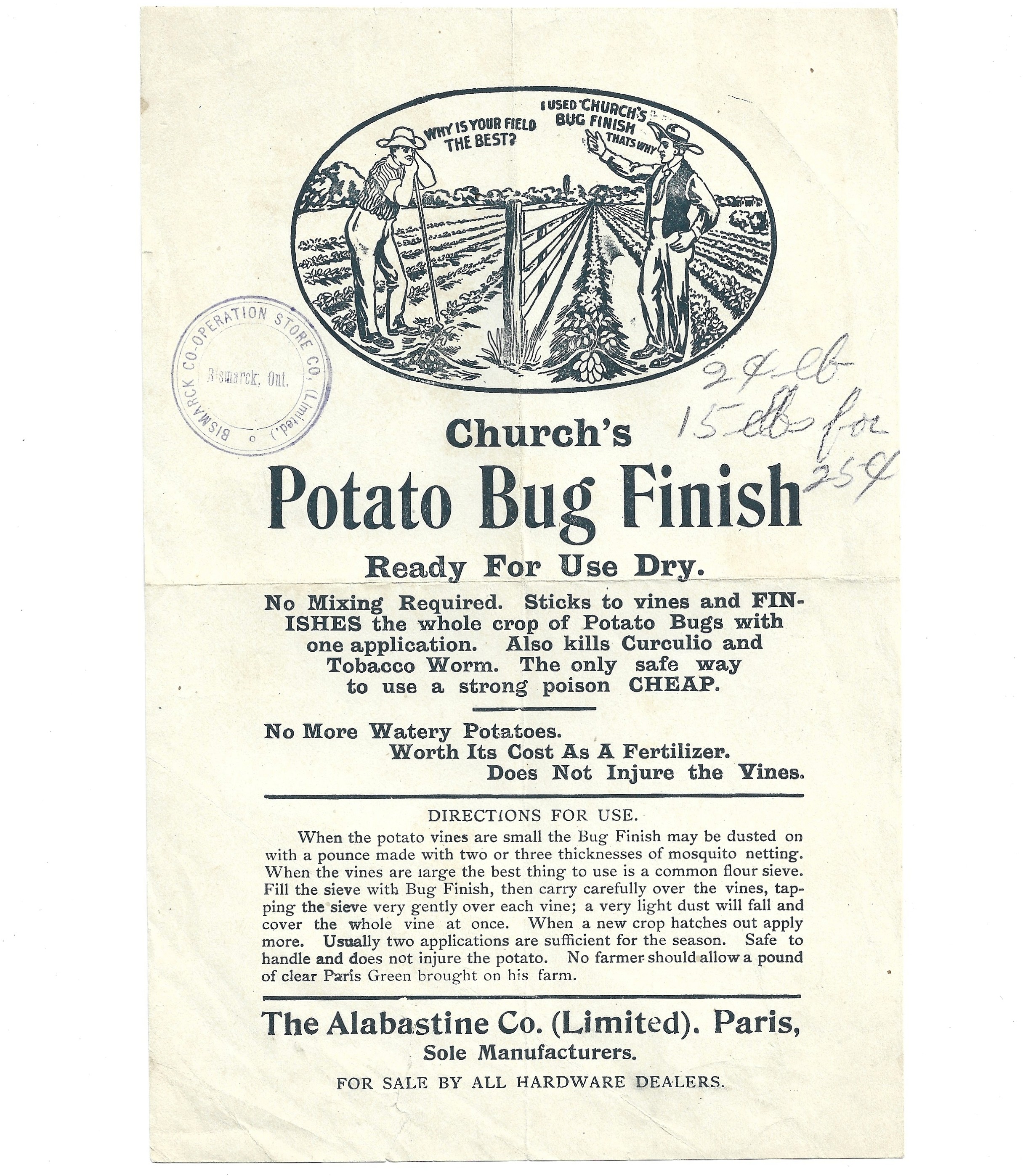 Church's Potato Bug Finish Advertisement - Parry's Vintage