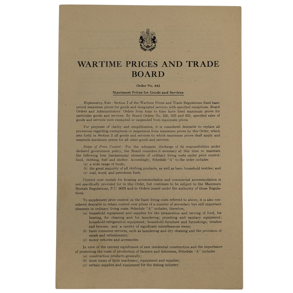 1946 Wartime Prices and Trade Board - Parry's Vintage
