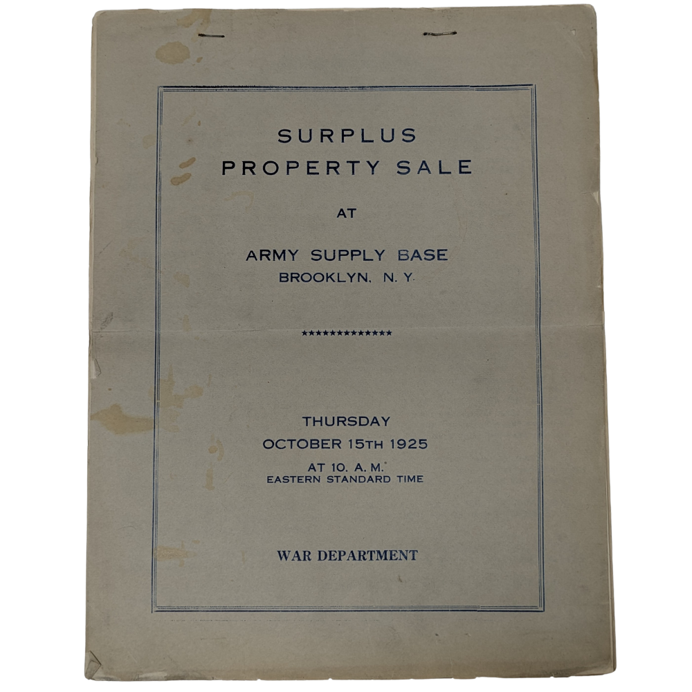 1925 War Department Surplus Property Sale - Parry's Vintage