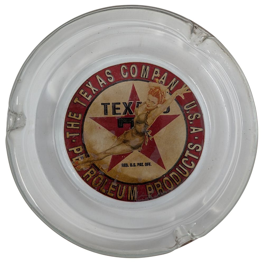 Texaco Pin-Up Girl Glass Ashtray - Parry's Vintage