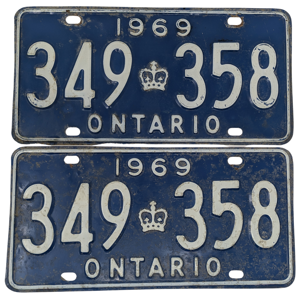 Pair of 1969 Ontario License Plates - Parry's Vintage