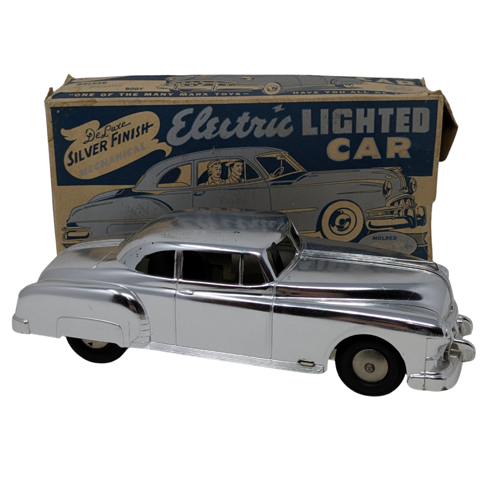 Marx Silver Finish Electric Lighted Car - Parry's Vintage