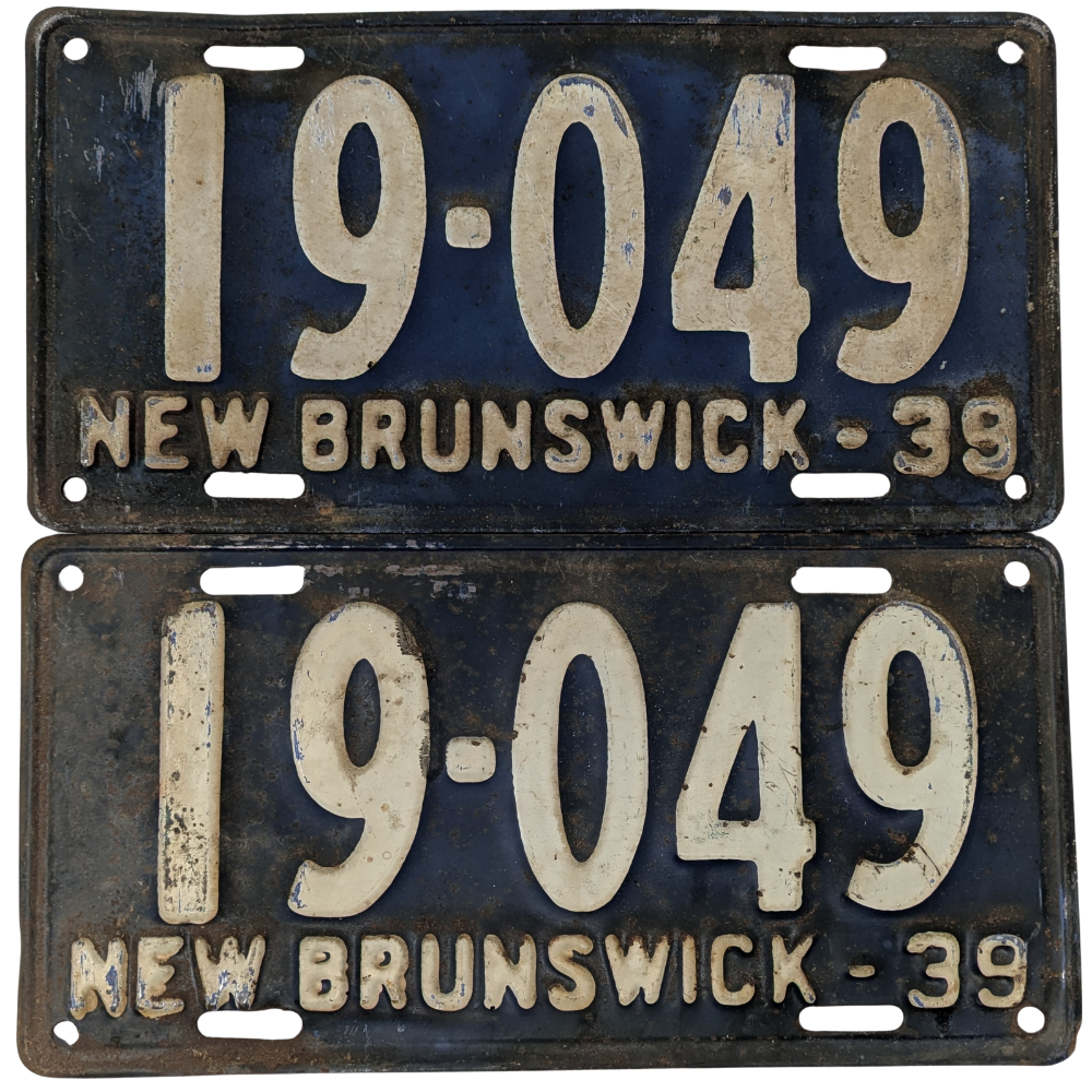 Pair of 1939 New Brunswick License Plates - Parry's Vintage
