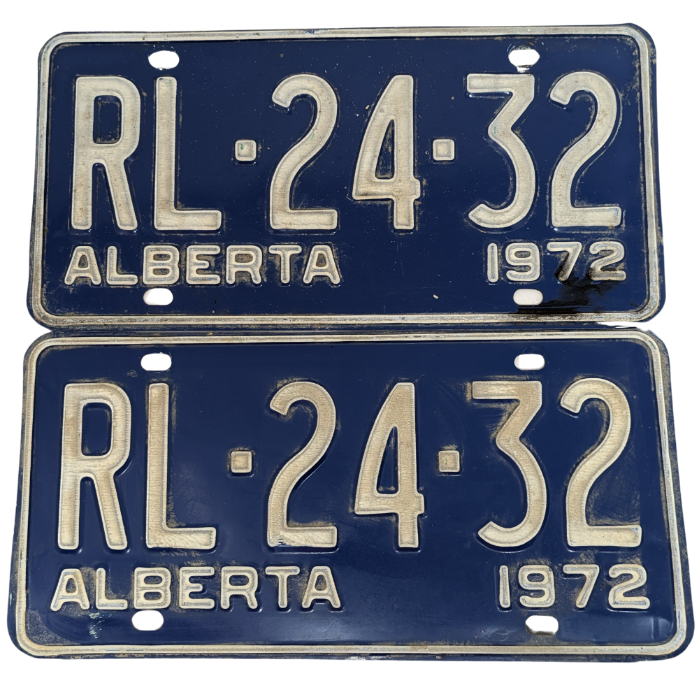Pair of 1972 Alberta License Plates - Parry's Vintage