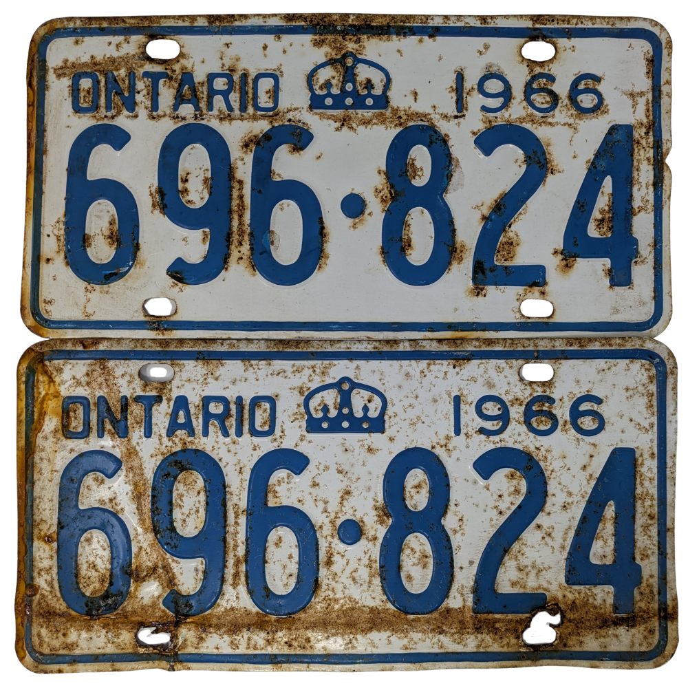 Pair of 1966 Ontario License Plates - Parry's Vintage