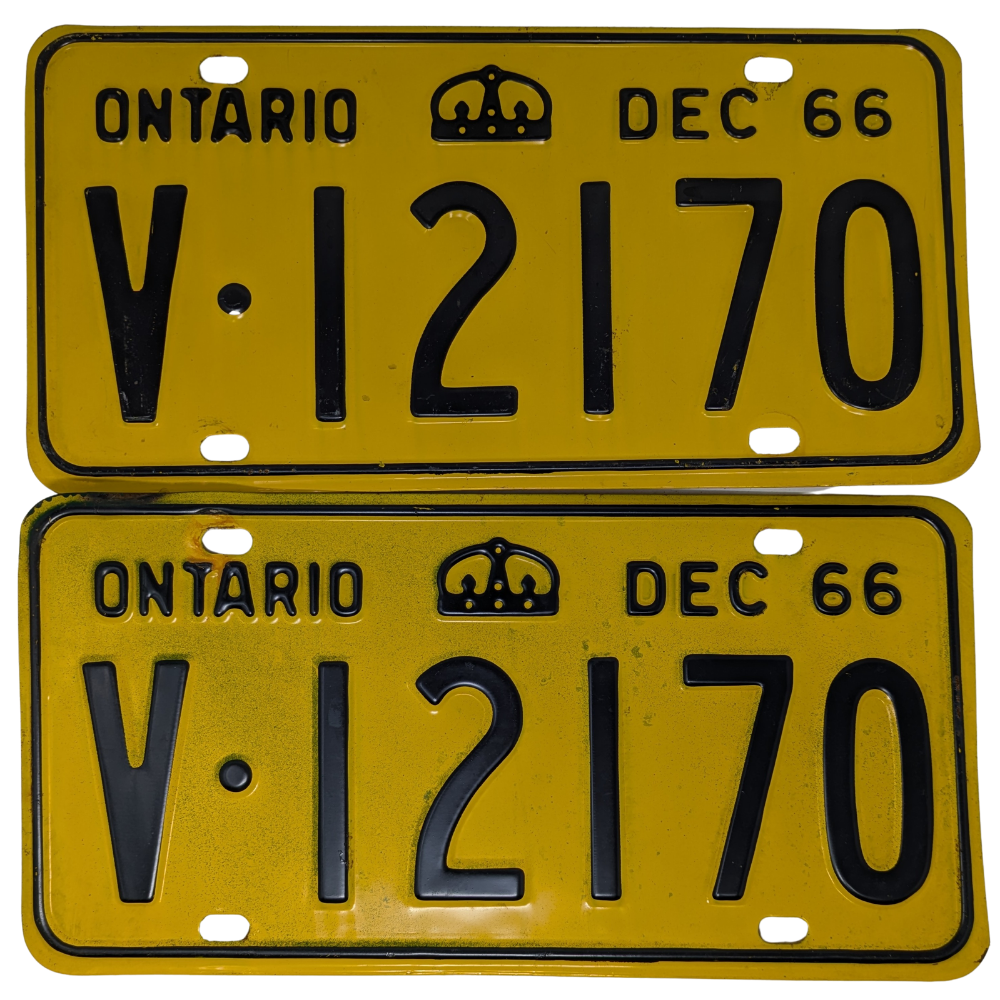 Pair of 1966 Ontario License Plates - Parry's Vintage