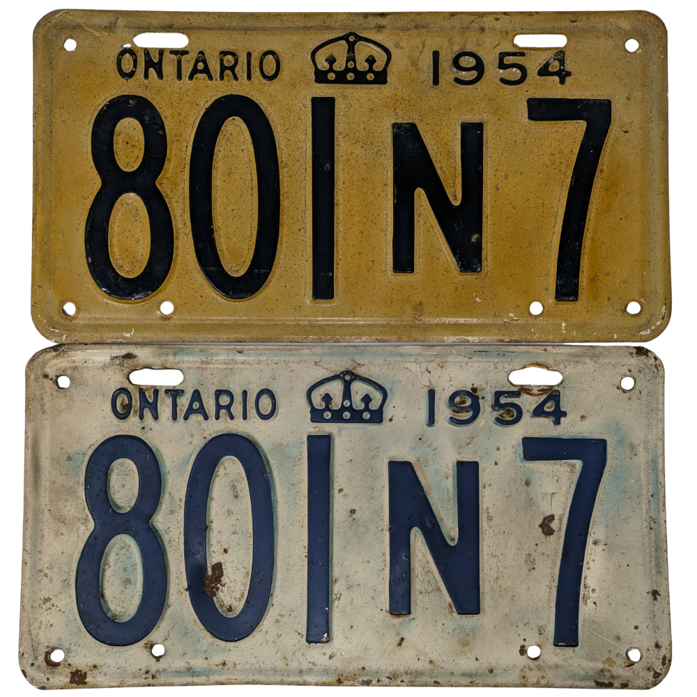 Pair of 1954 Ontario License Plates - Parry's Vintage