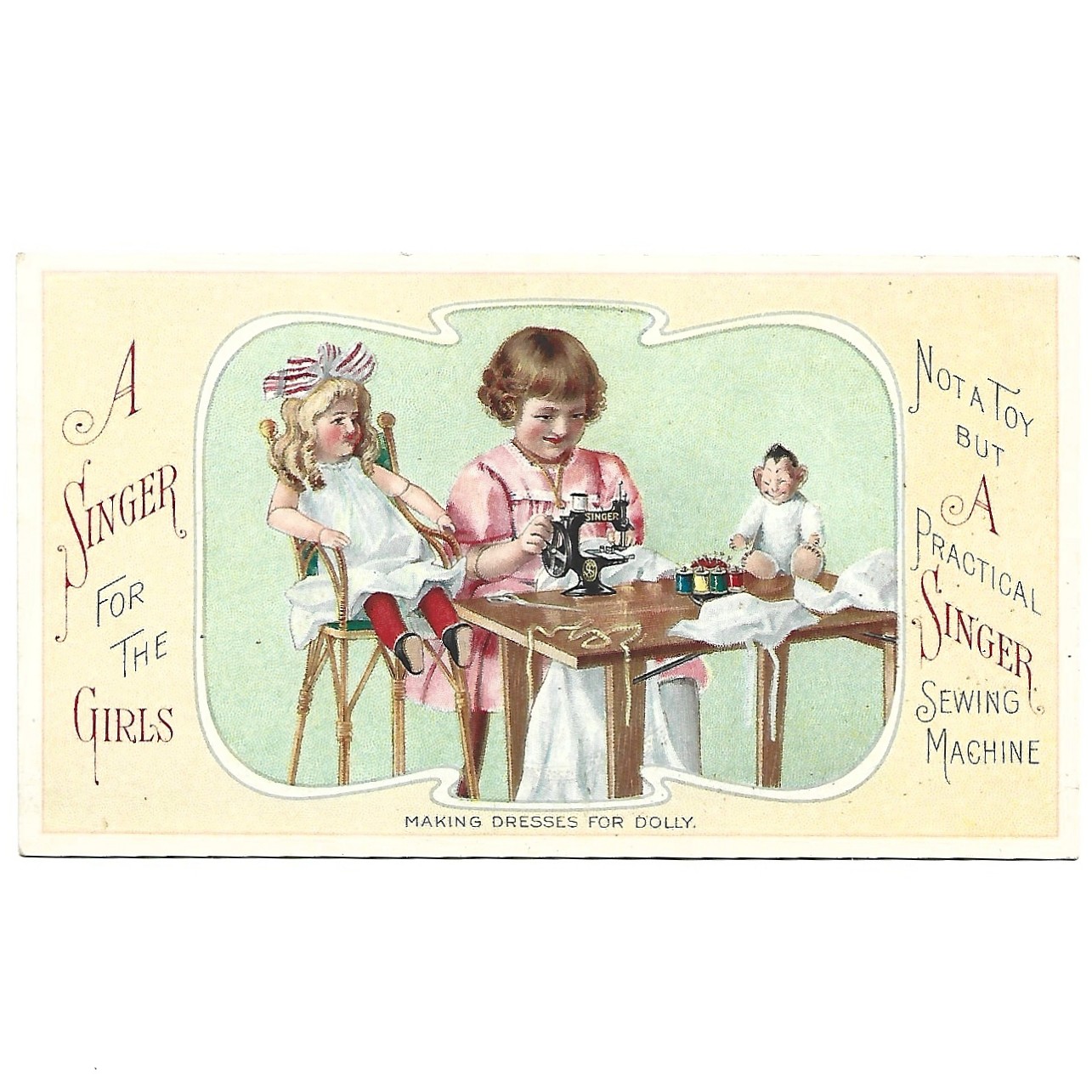 A Singer for the Girls Trade Card - Parry's Vintage