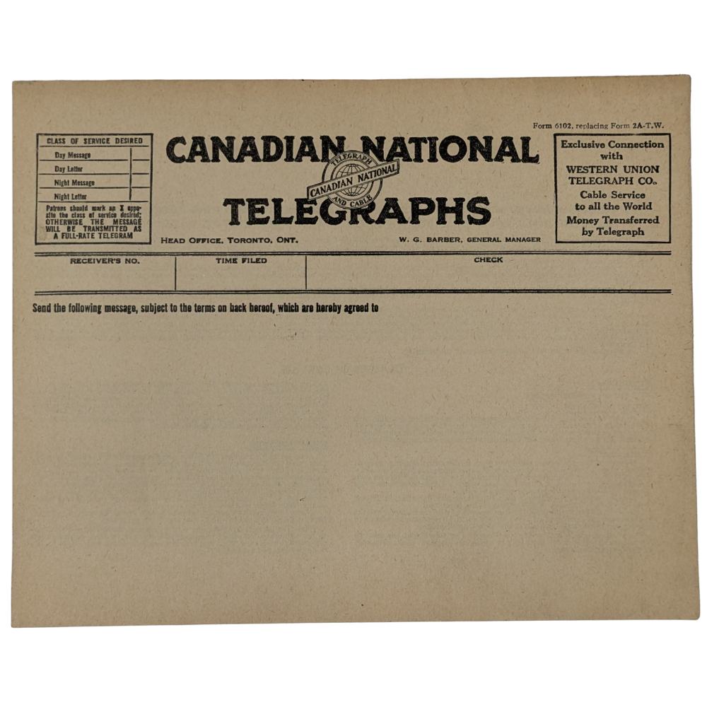 Canadian National Telegraphs Telegram Pad - Parry's Vintage