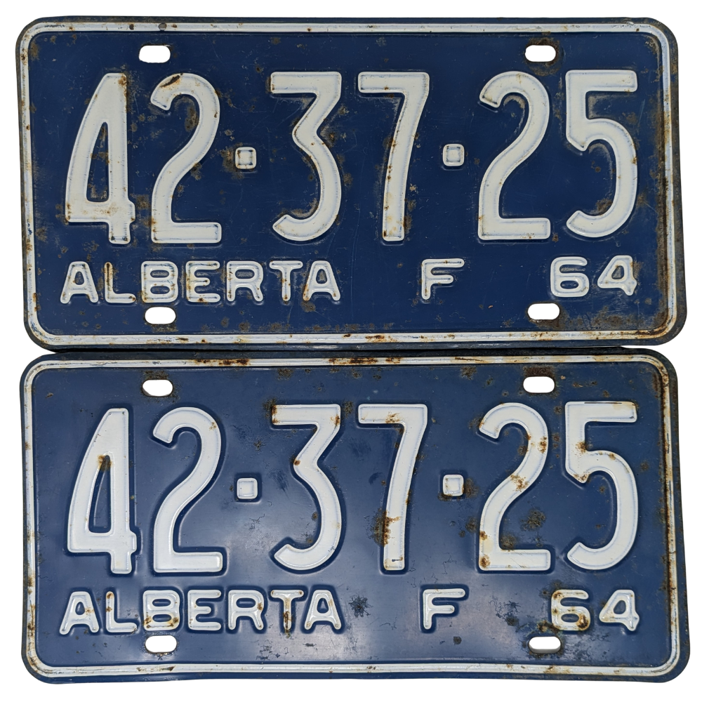 Pair of 1964 Alberta License Plates - Parry's Vintage