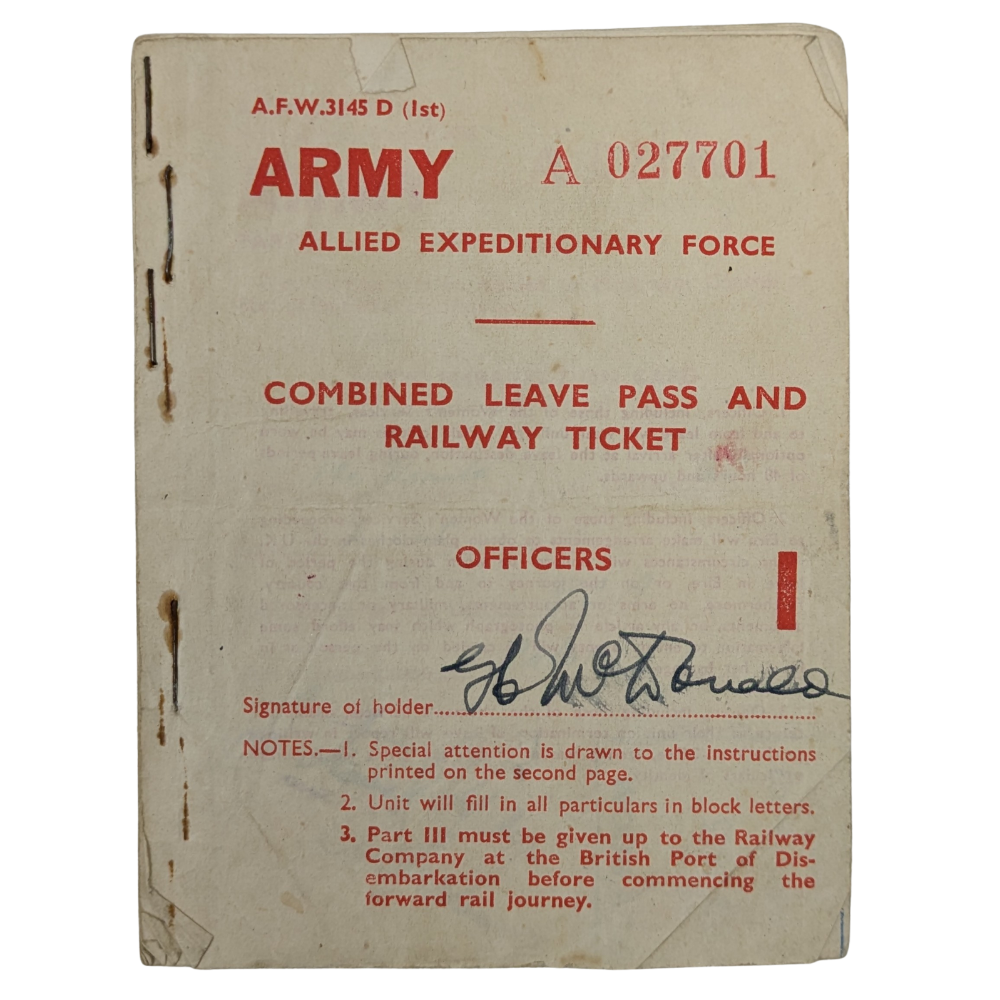1945 Army Combined Leave Pass and Railway Ticket - Parry's Vintage