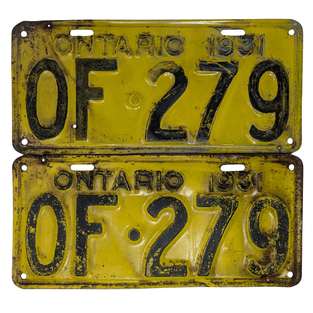 Pair of 1931 Ontario License Plates - Parry's Vintage